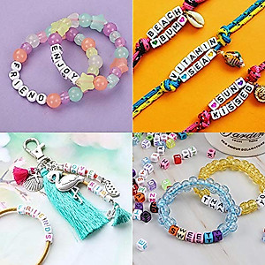 DICOBD 1500pcs Letter Beads Square Alphabet Beads for Bracelets Jewelry Making 11 Styles Cube Beads Transparent Glow in The Dark with 2 Rolls of 9 Meters Elastic String Cord