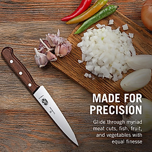 Victorinox Rosewood Chef's Knife - Premium Cooking Knife for Kitchen Accessories - Kitchen Knife Cuts Meat, Fruit, Vegetables & More - Wood Handle, Straight Edge, 6"