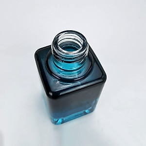 COSIDEA 6pcs Empty gradient Blue Square 30ml / 1oz Glass dropper bottle for Serum essence oil bottles container packing