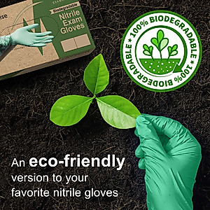 FifthPulse Biodegradable Disposable Nitrile Gloves X Small - 150 Count - Green Food Safe Cooking Gloves - Powder and Latex Free Gloves with Textured Fingertips - Home Cleaning Rubber Gloves