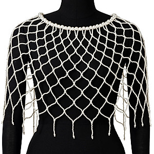 BABEYOND Pearl Cape for Women Evening Shawl Beaded Night Vintage Cover Up for Party