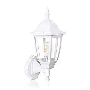 FUDESY Outdoor Wall Lantern, Exterior Waterproof Wall Sconce Light Fixture, White Front Porch Light Wall Mount for Garage, Patio, Yard, FDS2542EW (Bulb Included)