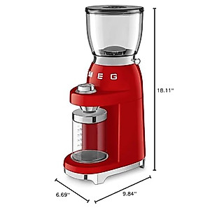 Smeg CGF01RDEU Electric Coffee Grinder with a Power of 150 W CGF01RDEU-red, Plastic, red