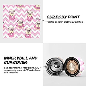 CaTaKu Wave Bulldog Donut Water Bottle Insulated 16 oz Stainless Steel Flask Thermos Bottle for Coffee Water Drink Reusable Wide Mouth Vacuum Travel Mug Cup