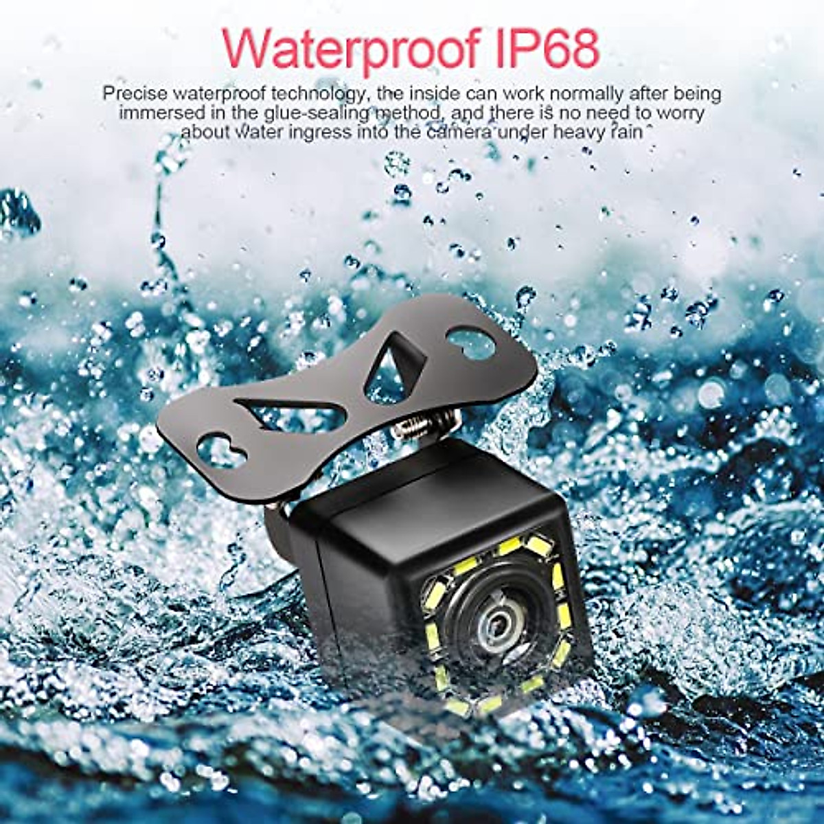 Backup Camera for Car, Car Rear View Reverse Camera 12 LED Night Vision, Waterproof Dustproof 170°Wide Angle Universal for Cars, SUVs, Vehicles, Trucks