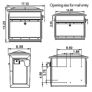 Architectural Mailboxes Mailsafe Aluminum, Locking, Wall Mount Mailbox, MSK00WAM, White, Medium Capacity