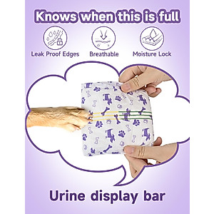 MICOOYO Disposable Dog Diapers Female, Doggie Diapers for Dogs Female, Super Absorbent Pet Diapers Foam Tail Hole Female Dog Diapers for Heat, Comfortable Puppy Diapers (Small Plus, 50Count)