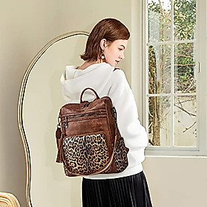 OPAGE Leather Backpack Purse for Women Fashion Tassel Ladies Shoulder Bags Designer Large Backpack Travel Bag