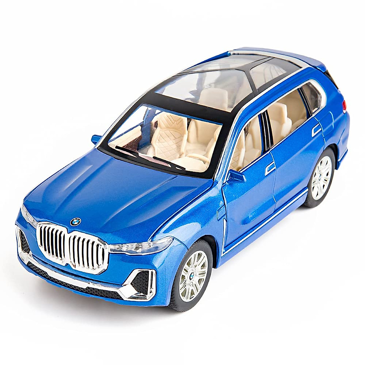 BDTCTK 1/24 Compatible for X7 SUV Model Car Toy Diecast Toy Cars, Zinc Alloy Pull Back Toy car with Sound and Light for Kids Boy Girl Gift(Blue)
