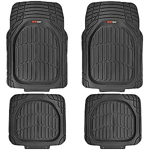 Motor Trend MT-921-BK FlexTough Tortoise - Heavy Duty Rubber Floor Mats for Car SUV Van & Truck - All Weather Protection - Deep Dish (Black)