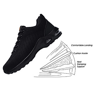 FENLERN Steel Toe Shoes for Women Lightweight Safety Shoes Comfortable Work Shoes Ladies Steel Toe Sneakers Non Slip Work Shoe Arch Support Breathable Cushioning (5,Black)