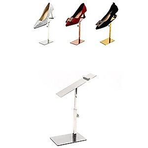 VIDAYA Silver Shoe Display Stand, Stainless Steel Shoe Display Risers Stand Countertop Adjustable Retail Supplies, Shoe Rack Set of 2