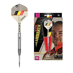 Target Darts Dimitri Van den Bergh Dream Maker G1 23G 90% Tungsten Swiss Point Steel Tip Darts Set, Sand, Black, Yellow and Red (DIMI90% Steel)