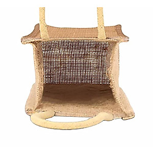BANNER BUZZ MAKE IT VISIBLE BannerBuzz Jute Wine Bag Made of 100% Biodegradable Jute Material (4” W X 15” H X 4” B, Natural Brown Color)