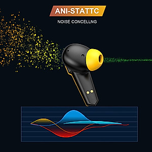 KINGSTAR Wireless Gaming Earbuds, Bluetooth 5.0 Game Earphones with Microphone in-Ear Gaming Headphones Noise Cancelling Earbuds Auto Pairing Ture Wireless Ear Buds for iOS Android