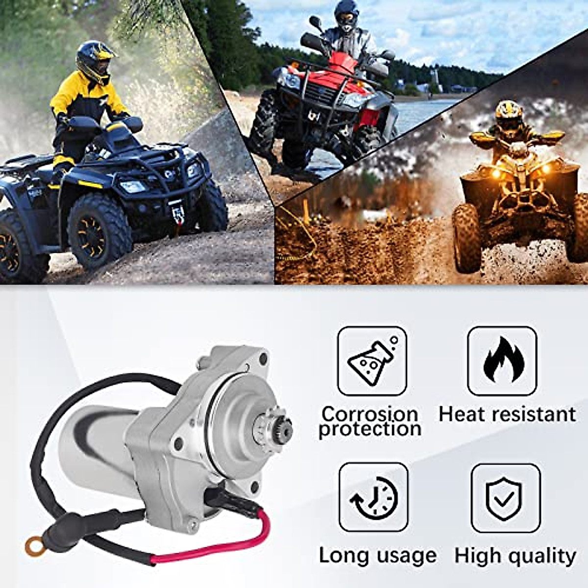 JCKLW Starter Motor for 50cc 70cc 90cc 100cc 110cc 125cc ATV Dirt Bike Pit Bike Dune Buggy Sandrail Quad 4 Wheelers SSR Roketa Tao tao Coolster Jonway SunL Go Karts,3 Bolt Electric with Line