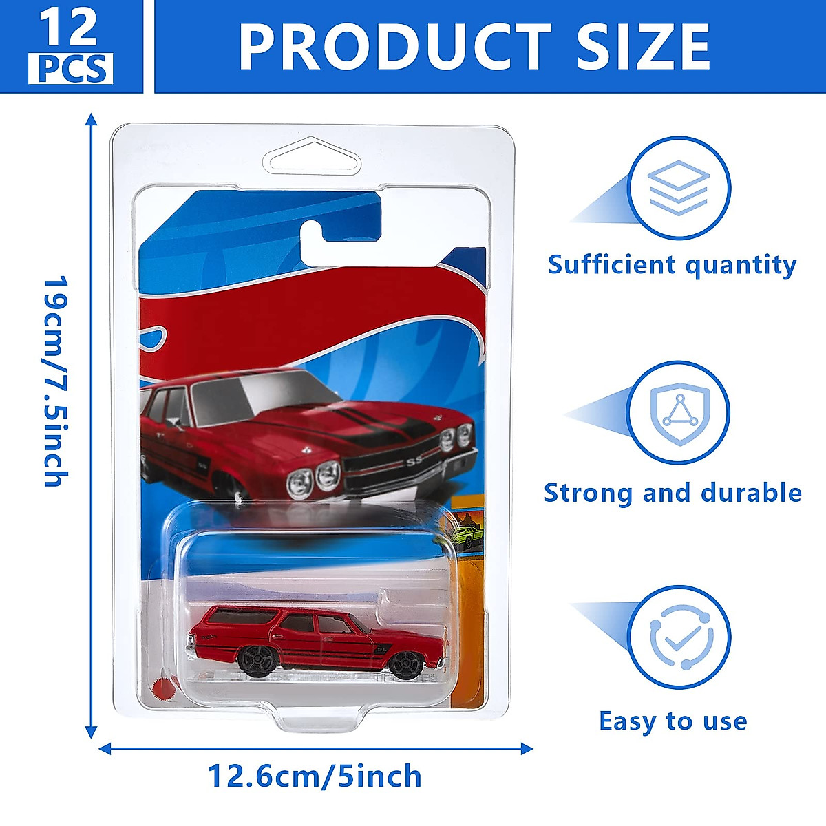 Tatuo 12 Pieces Protector Case Compatible with Hot Wheels Protector Packs for Display Storage, 6.5" x 4.25"