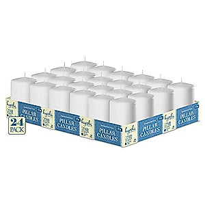 HYOOLA White Pillar Candles 2x3 Inch - 24 Pack Unscented Bulk Pillar Candles - European Made