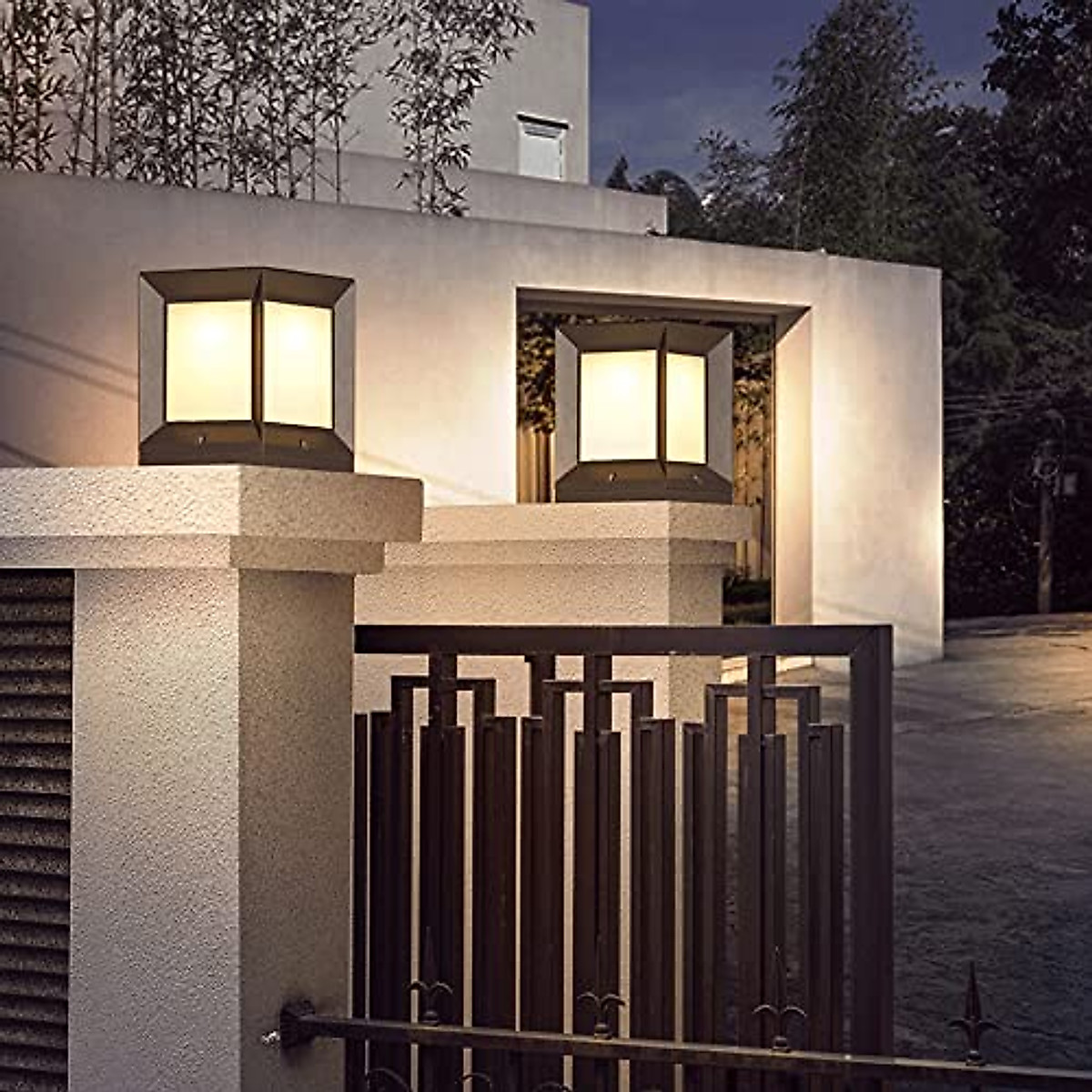 JSBDPHW Modern Minimalist E27 Pillar Lamp Outdoor Courtyard Fence Column Light Acrylic Lampshade Villa Gate Waterproof Post Light Lawn Road Lighting Landscape Light