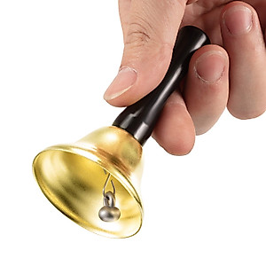 12 Pieces Metal Hand Bells Call Bells Service Hand Bells for Adults Kids Black Wooden Handle Music Hand Bells Musical Instruments Percussion for Christmas Party Supplies