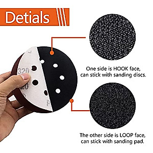 Tshya 5 Pcs 5 inch 8 Holes Hook and Loop Backing Sponge Pad Soft Density Interface Pads Buffer Backing Cushion with 30 Pcs 5 inch Sanding Discs Include 100/150/180/240/320/400 Grit