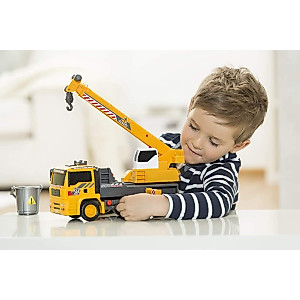 DICKIE TOYS Air Pump Action Mobile Crane Truck, 12", Yellow