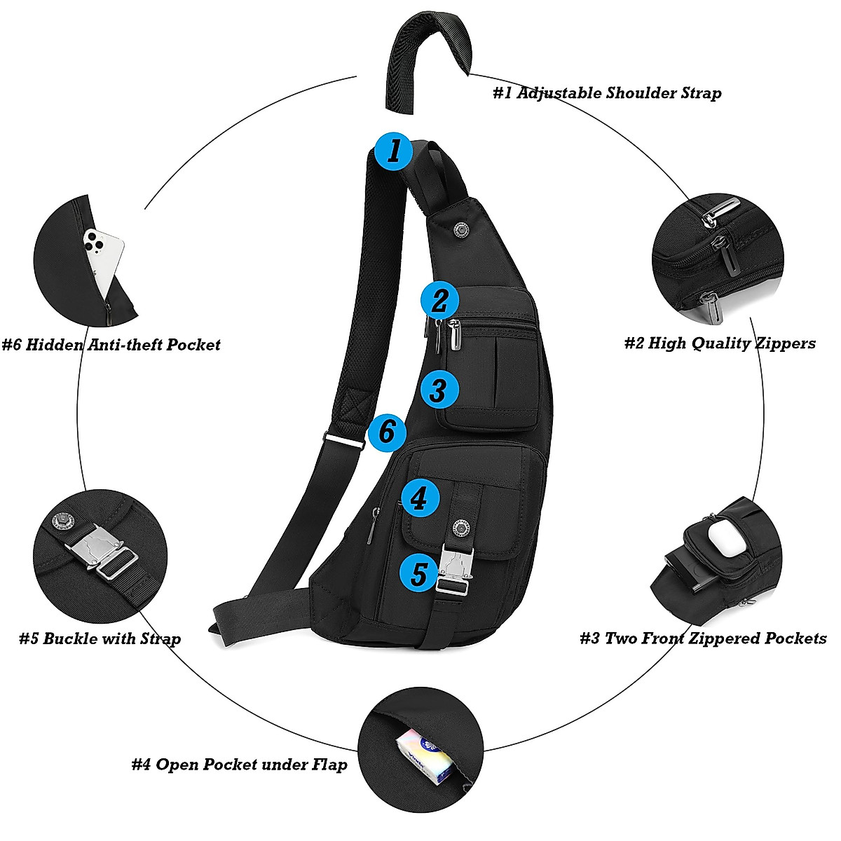 NICGID Sling Bag Chest Shoulder Backpack Crossbody Bags Casual Daypack for Men Women