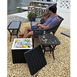 Hot Tub Towel and Robe Warmer/Cooler/Deck Box with Microwavable Heat Pad - Weather-Resistant, Large Capacity for Outdoor Hot Tub Pool or Spa (Black)