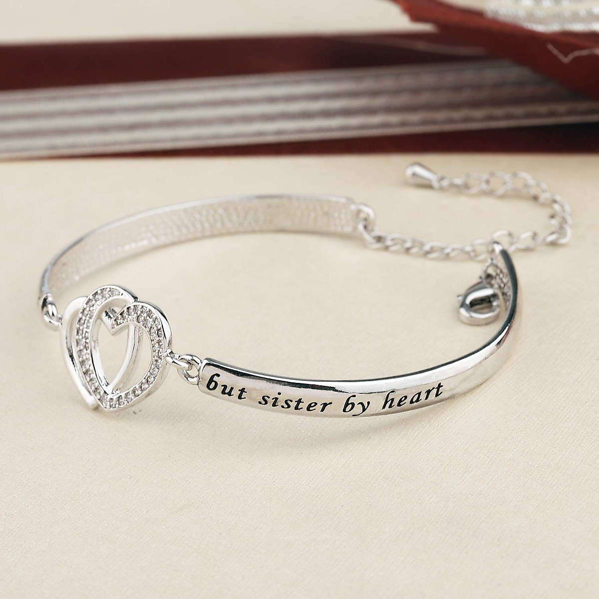 Gzrlyf Not Sister by Blood but Sister by Heart Bracelet Best Friends Gifts for Sister in Law Soul Sister Gifts Unbiological Sister Gifts (White Gold)