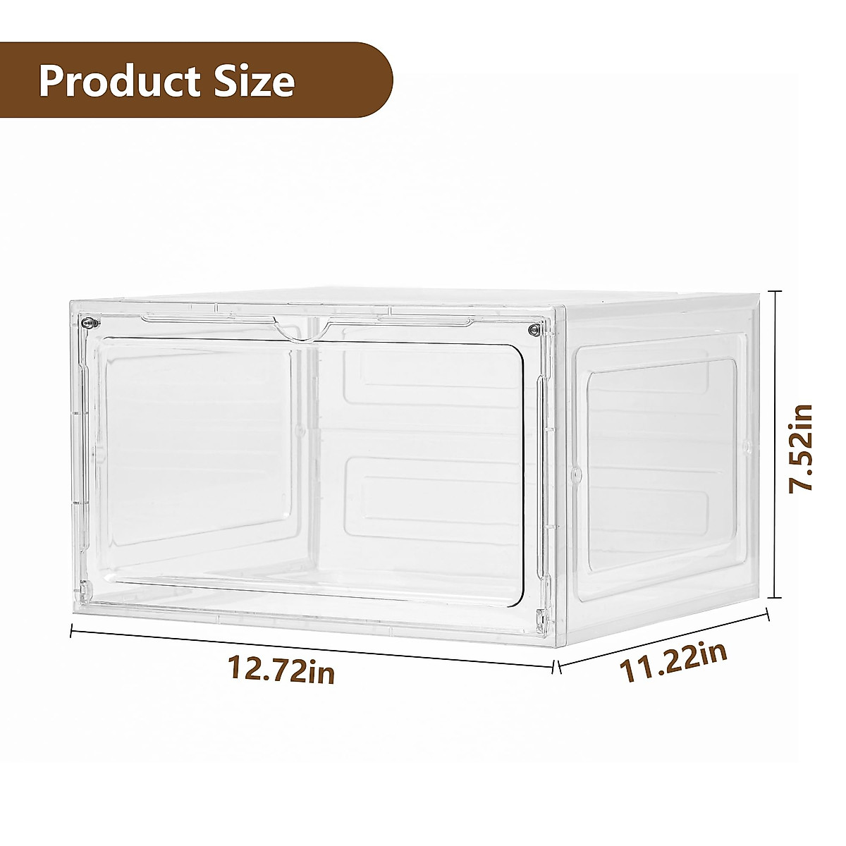 LXLXXL Storage Bins with Lids, 6 Pack Clear Plastic Storage Containers with Magnetic Acrylic Door, 19 Qt Stackable Storage Box for Home,Office Organizing,white