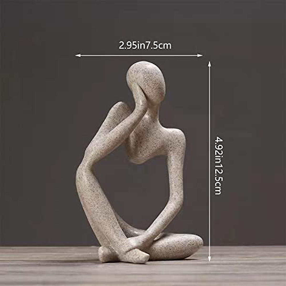Thinker Sculptures, Sandstone Resin Thinker Statue Ornaments, Abstract Style Housewarming Gifts, Living Room Dining Desk Decorations (Right, Small)