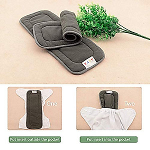 AlVABABY Charcoal Bamboo Inserts Cloth Diaper Liner,5-Layer Inserts,Reusable Liners for Baby Cloth Diapers 12pcs 12ZTN