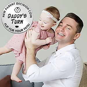 Huwane New Parent Decision Coin Flip for Your Fate, Mummy’s Turn or Daddy’s Turn, New Baby Gift Dad Pregnancy Mom Present for Wife, Husband, Mother’s Day, Father’s Day, Birthday, Christmas (1)