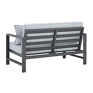Signature Design by Ashley Fynnegan Outdoor Loveseat with Table, Gray