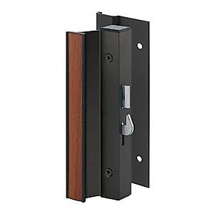 Prime-Line C 1003 Black Aluminum, Sliding Door Handle Set with Hook Lock (Single Pack)