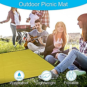 PATIKIL 59" x 32" Outdoor Picnic Blanket, Waterproof Foldable Beach Mat for Hiking, Camping, Park, Garden, Yellow