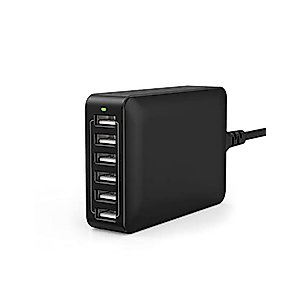 USB Charger 60W USB Charging Hub 12A 6-Port Desktop USB Charging Station with Multiple Port Compatible with iPhone 14 Pro Max 13 Pro Max Mini 12 Pro Max, iPad Pro Air Galaxy S23 Edge Note Tablet Black