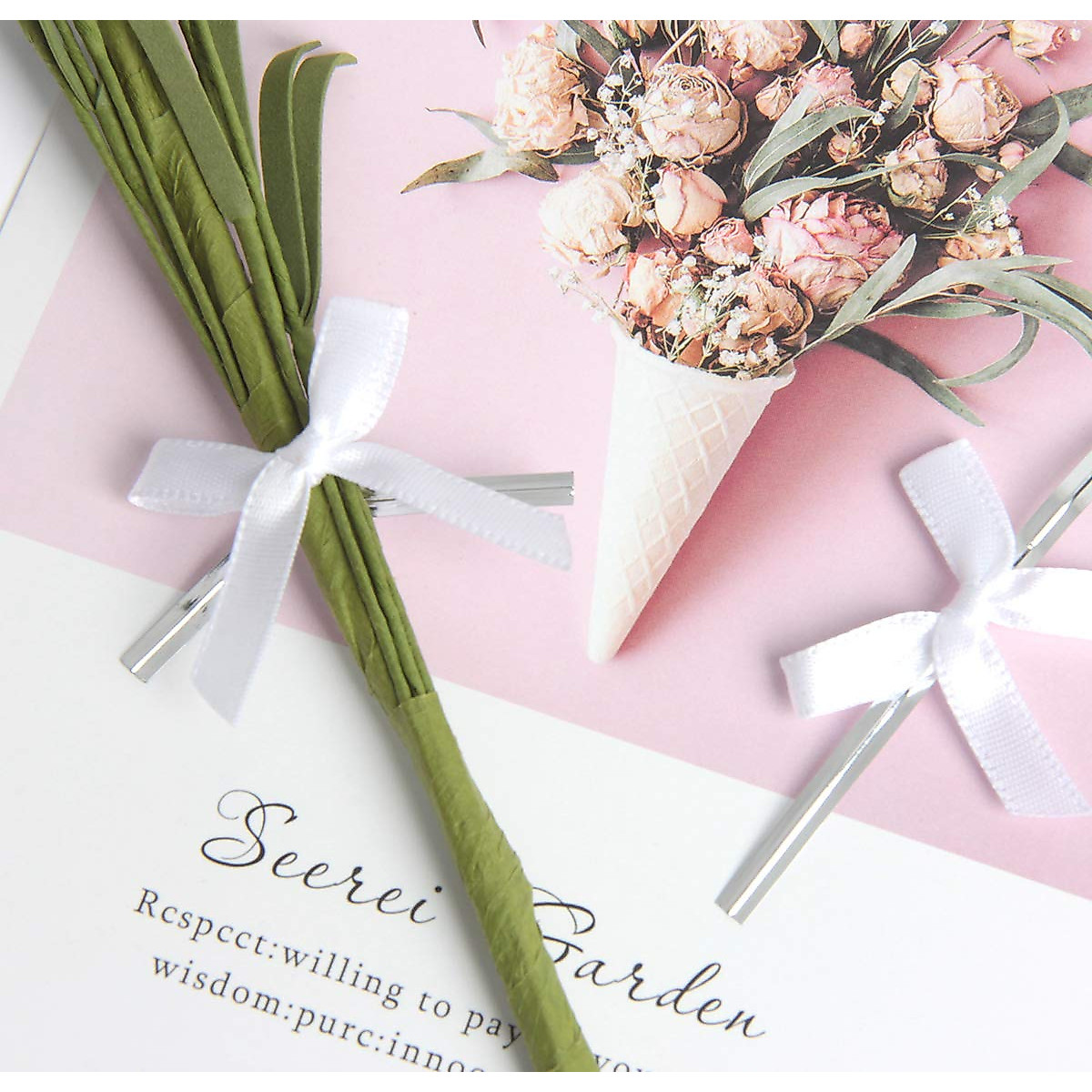 HAPY SHOP 100 PCS Cute Satin Ribbon Twist Tie Bows,3 Inches for Bakery Candy Lollipop Cello Bag,White