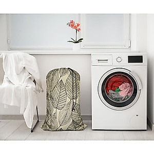 Swono Autumn Leaf Pattern Laundry Bags 28" x 40", Fall Leaves Repeat Graphic Plants Versatile - Multi Use