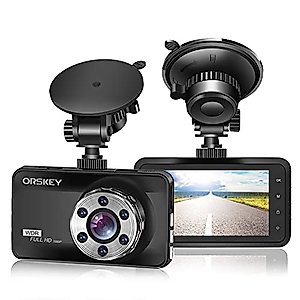 ORSKEY Dash Cam 1080P Full HD Car DVR Dashboard Camera Video Recorder in Car Camera Dashcam for Cars 170 Wide Angle WDR with 3.0" LCD Display Night Vision and G-Sensor