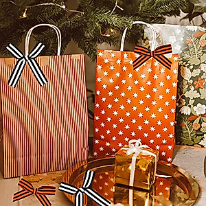 50 Piece Striped Bows Black and White Stripe Bows Twist Tie Bows Twist Tie Bows Bows for Gift Baskets Christmas New Year Striped Grosgrain Twist Tie Bows for Tying up Packages Gift Bows