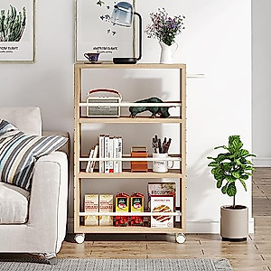 LITTLE TREE 4-Tier Slim Rolling Storage Cart with Handle, Narrow Utility Trolley carts with Wheels for Small Place