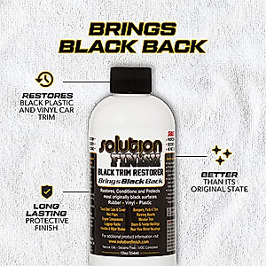 Solution Finish - Black Plastic & Vinyl Trim Restorer - Use for Car and Truck Detailing, No Wet Look, Instantly Revives Color To Trim, Bumpers, Mud Flaps, Etc., Black (12 oz)
