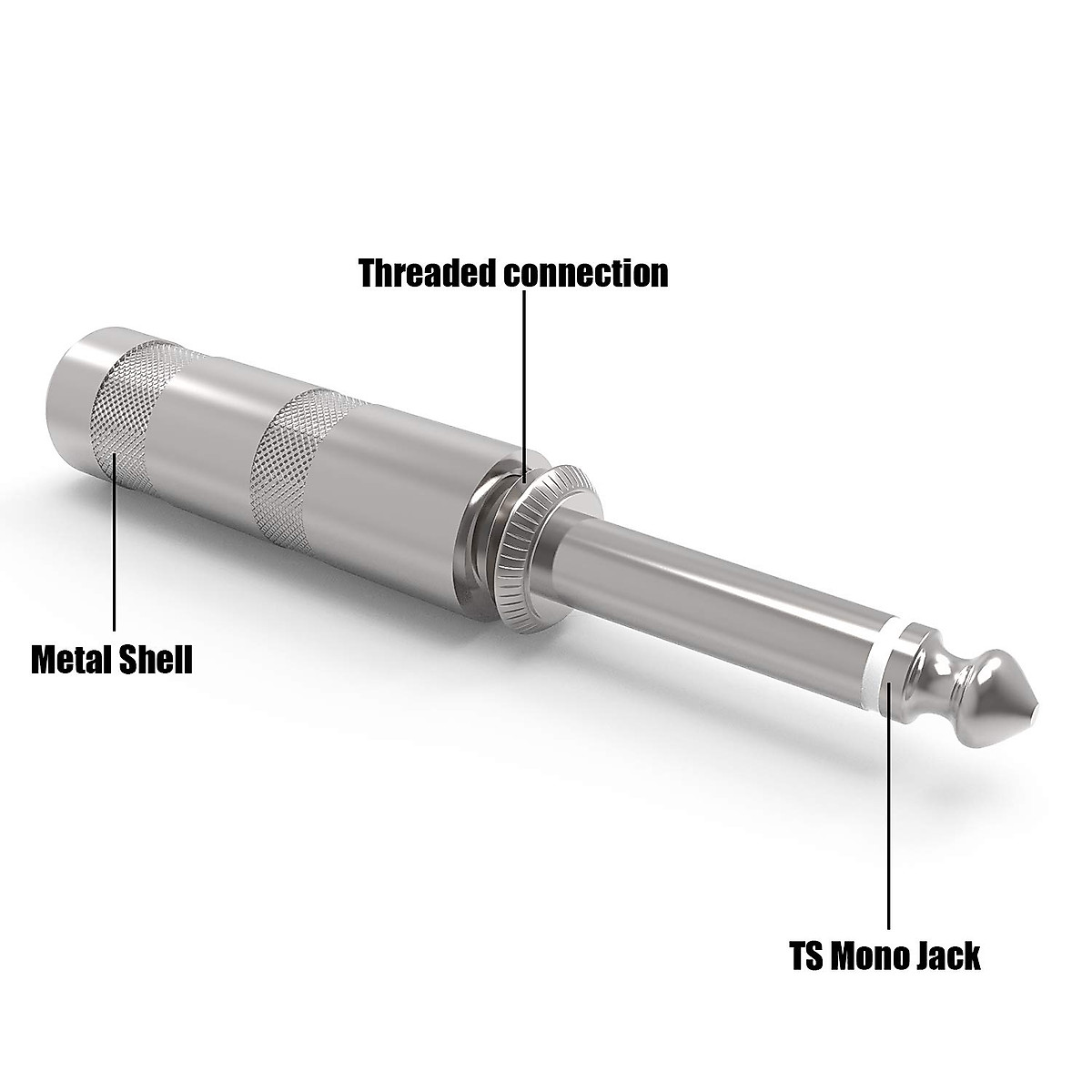 Ancable 2-Pack Audio 1/4" Plugs TS Jumbo Plugs Solder Type for Guitar, Instrument, Speaker/Microphone/Patch Cables - 6.35mm Male 1/4 Inch Phone Plug