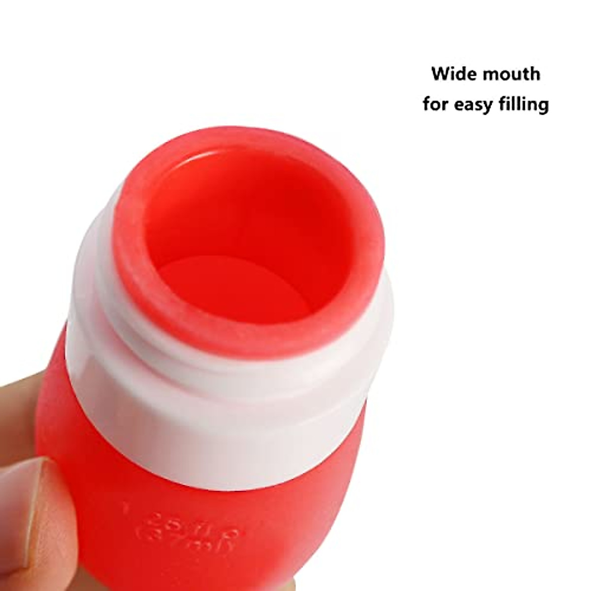 Timiuu Squeeze Salad Dressing Bottles with Cleaning Brush | Portable Sauce Bottle Condiment Bottles | Dressing to Go for Lunch | 1.3 OZ, Set of 4 | Food-grade Silicone, BPA Free