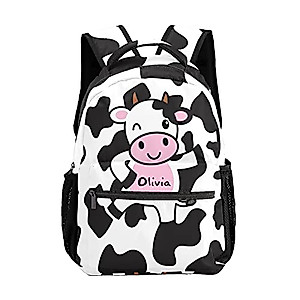 zaaprintblanket Personalized Little Cow Black White with Text Name Casual Bags Waterproof Backpack for Unisex Adult Gift