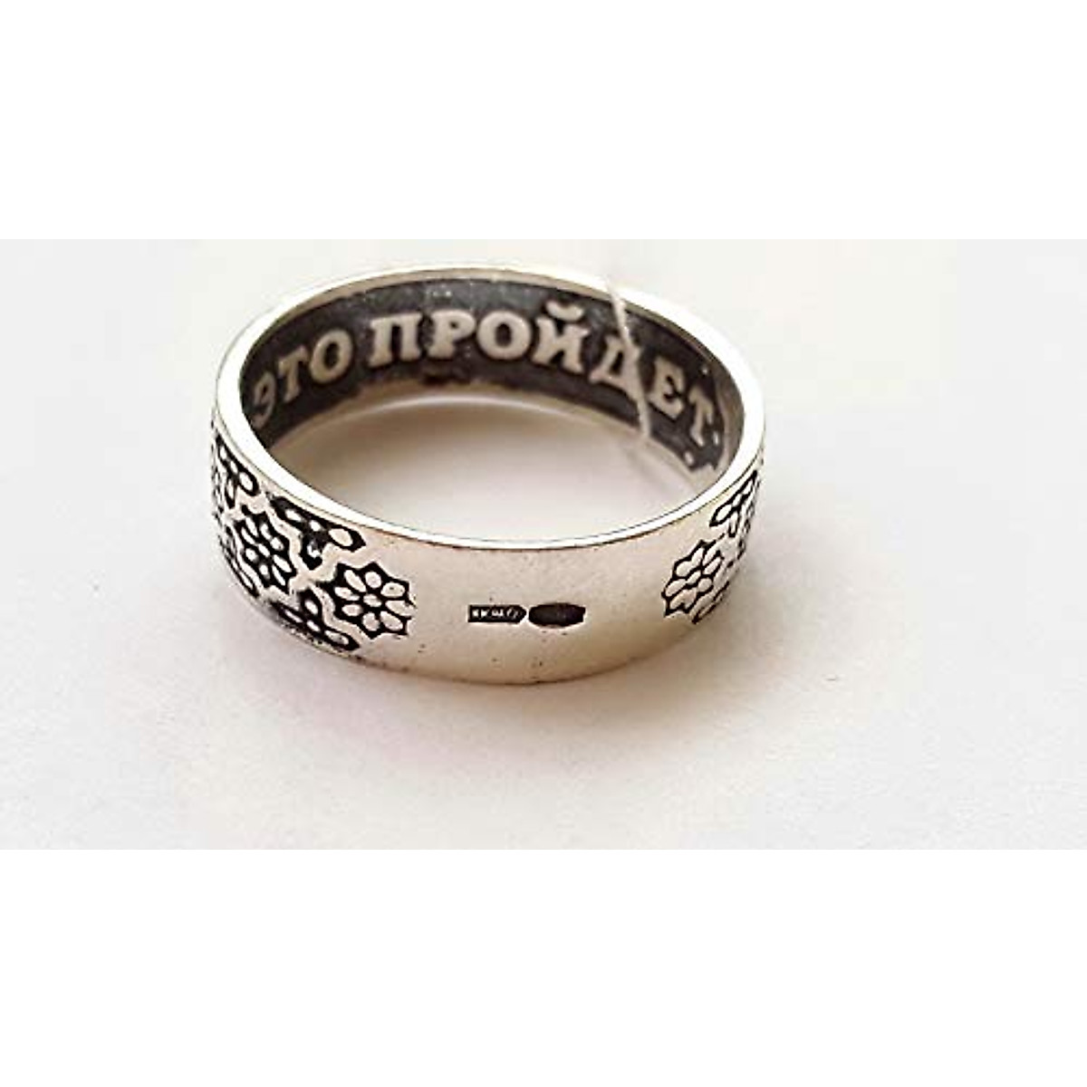 King Solomon's Sterling Silver Ring Russian 'Everything Passes. This Too Shall Pass. Все пройдет и это пройдет' 10301 (20 mm)