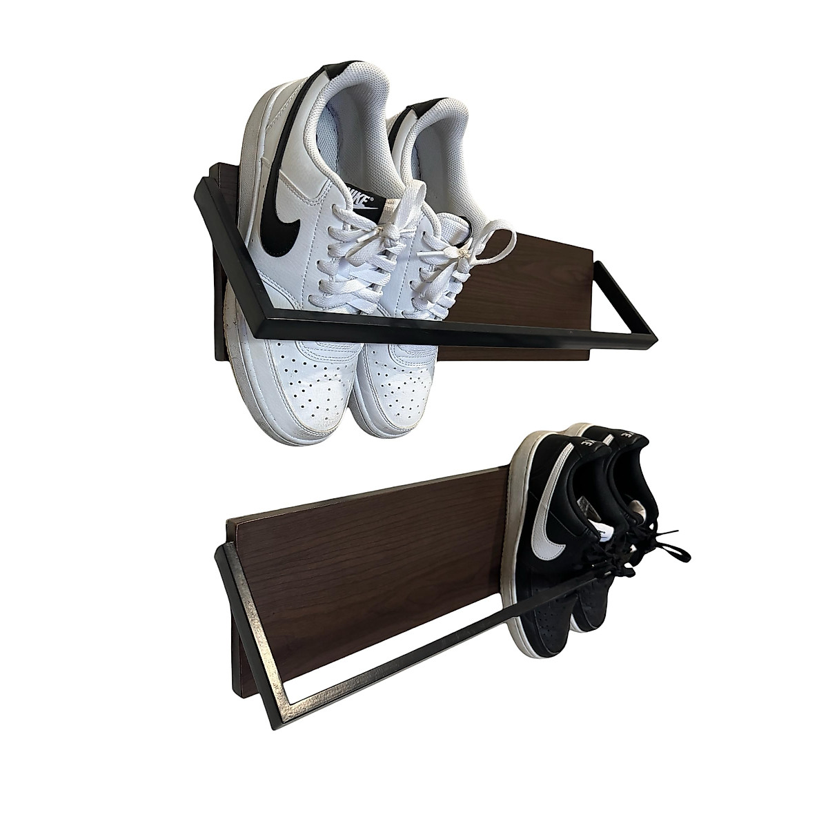 TopTierGoods Wall Shoe Rack - Set of 2 Wall Mounted Shoe Rack - Space Saving Wall Shoe Organizer - Wall Shoe Storage for Small Spaces - Durable Shoe Holder for Wall - Wall Shelf for Shoes