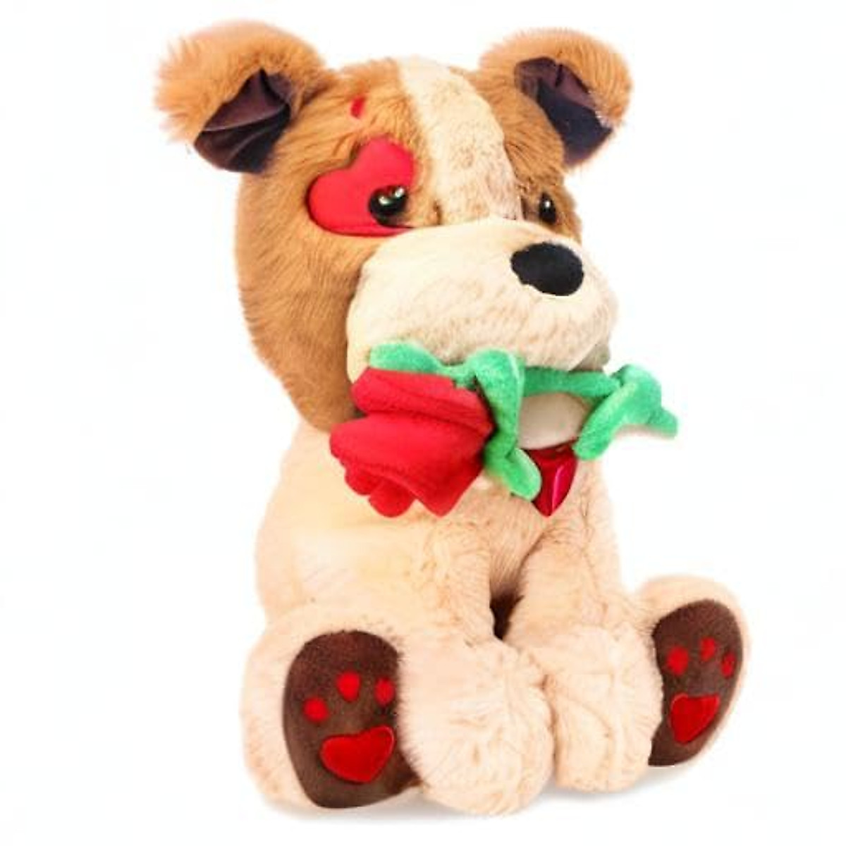 Chalyna 10 Inches Dog Plush Toy with Rose Valentine's Day Stuffed Animal with Heart Rose for Girlfriend, for Valentines Party Favor Mother's Day Birthday Festival Occasion
