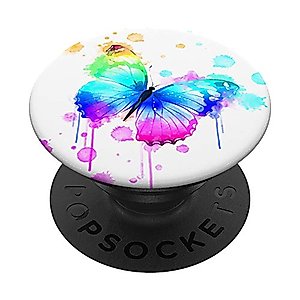Multicolored design of Rainbow coloured butterfly PopSockets Swappable PopGrip